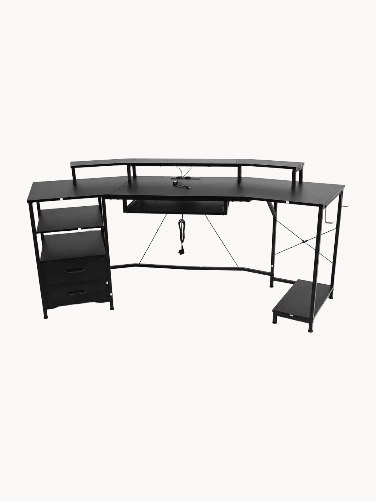 Игровой стол Kranz, 200x76x150 см, с ящиками, чёрный, современный дизайн