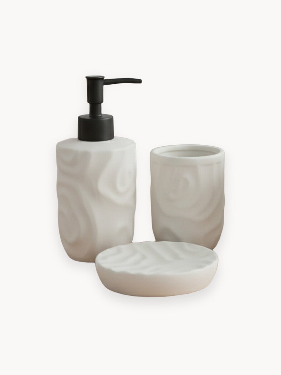 Набор аксессуаров для ванной комнаты ND Play / "Graz" 3 предмета (диспенсер, стакан, мыльница), керамика