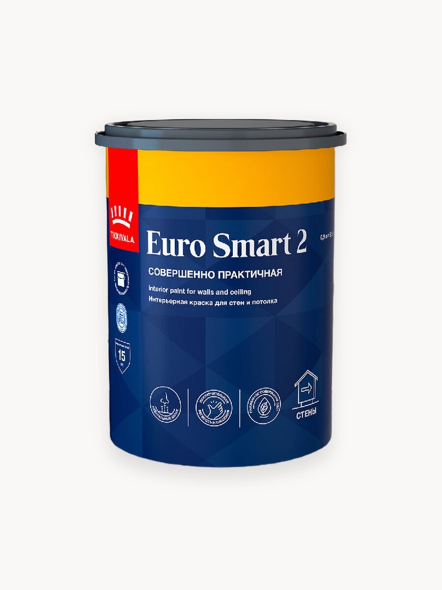 Краска Tikkurila интерьерная EURO SMART 2 A гл/мат 0,9л