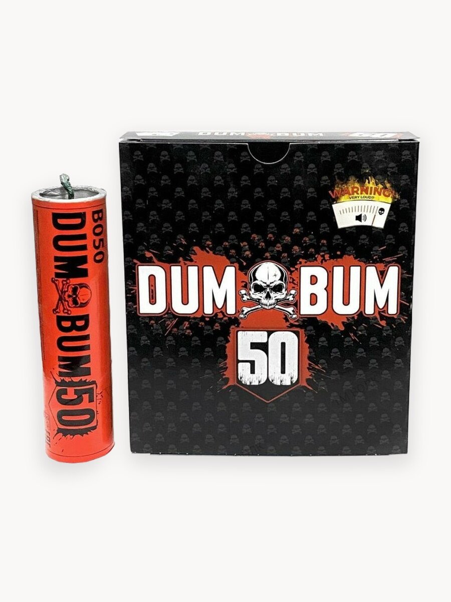 Петарды фитильные DUM BUM 50 (4 штуки в коробке) Мега-мощные