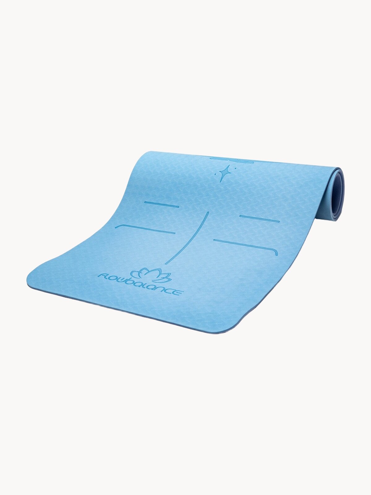 Коврик для йоги и фитнеса универсальный нескользящий FlowBalance, 183x61x0,6 см, Небесный