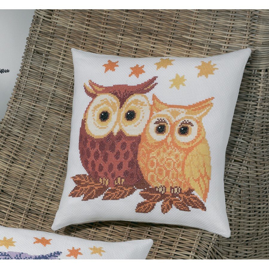 Набор для вышивания Совы - Жёлтая и Красная 42 х 42 см PERMIN 83-3349