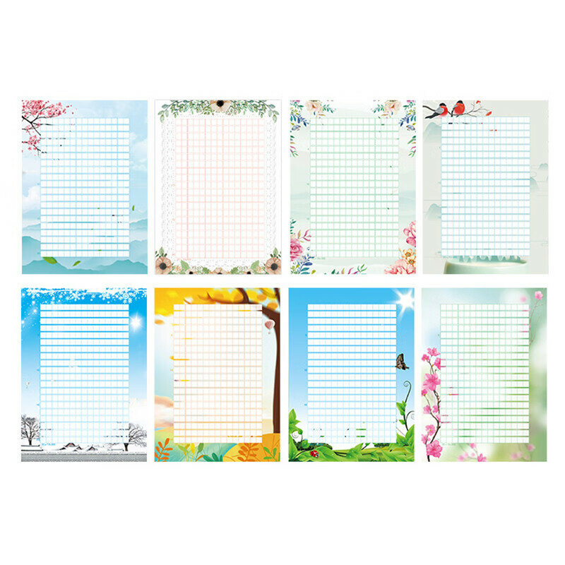 Yuehe A4 Composition Paper, Display Paper, Grid Writing Paper, Elementary School Student Writing, Thickened Letter Paper, Practice Paper, Learning Tool, 300 Grids, Eight Mixed Styles, 40 Sheets, 5145