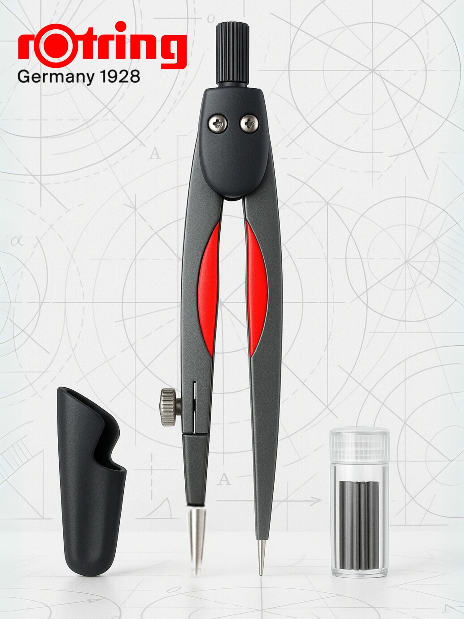 Циркуль Rotring Compact Universal, матовый титановый лак