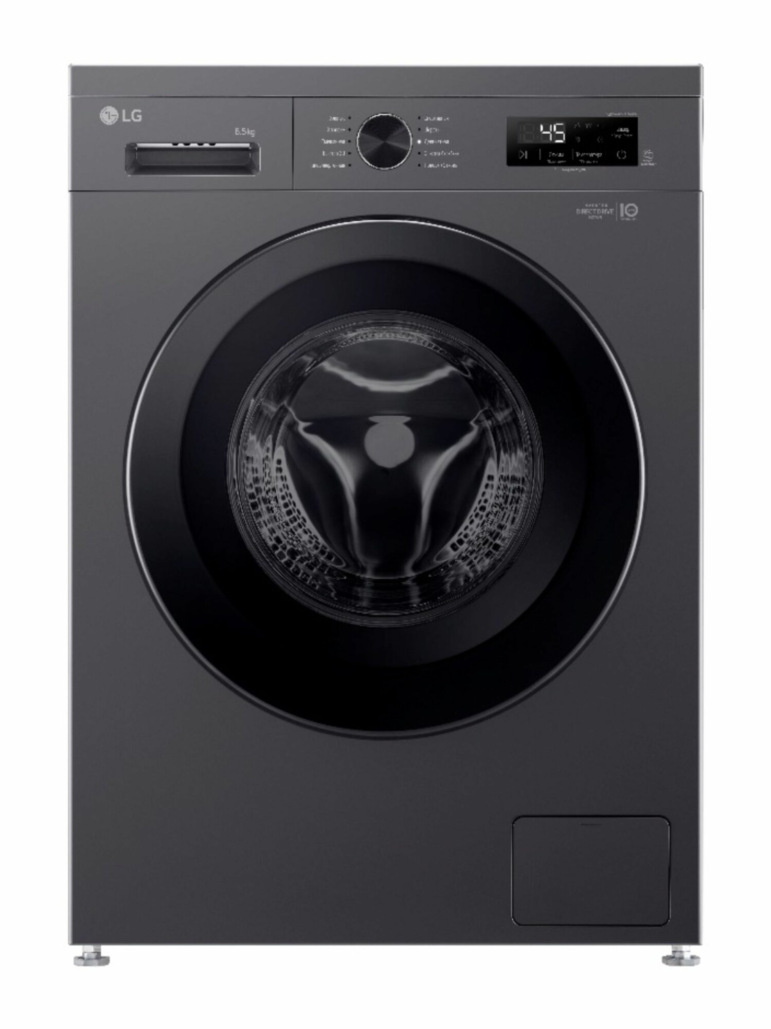 Стиральная машина LG F2Y1WS6J, загрузка 6,5 кг, с паром, инверторный двигатель, черная