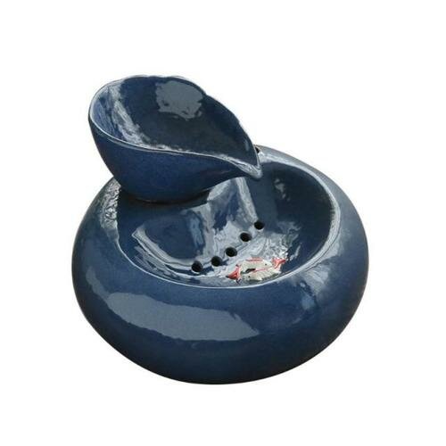 Умная керамика Кошка питьевой кормильник Автоматический циркулирующий кормильник для питомцев Доставщик воды для домашних животных Фонтан Мивка для кормления и поливания кошек (синий)