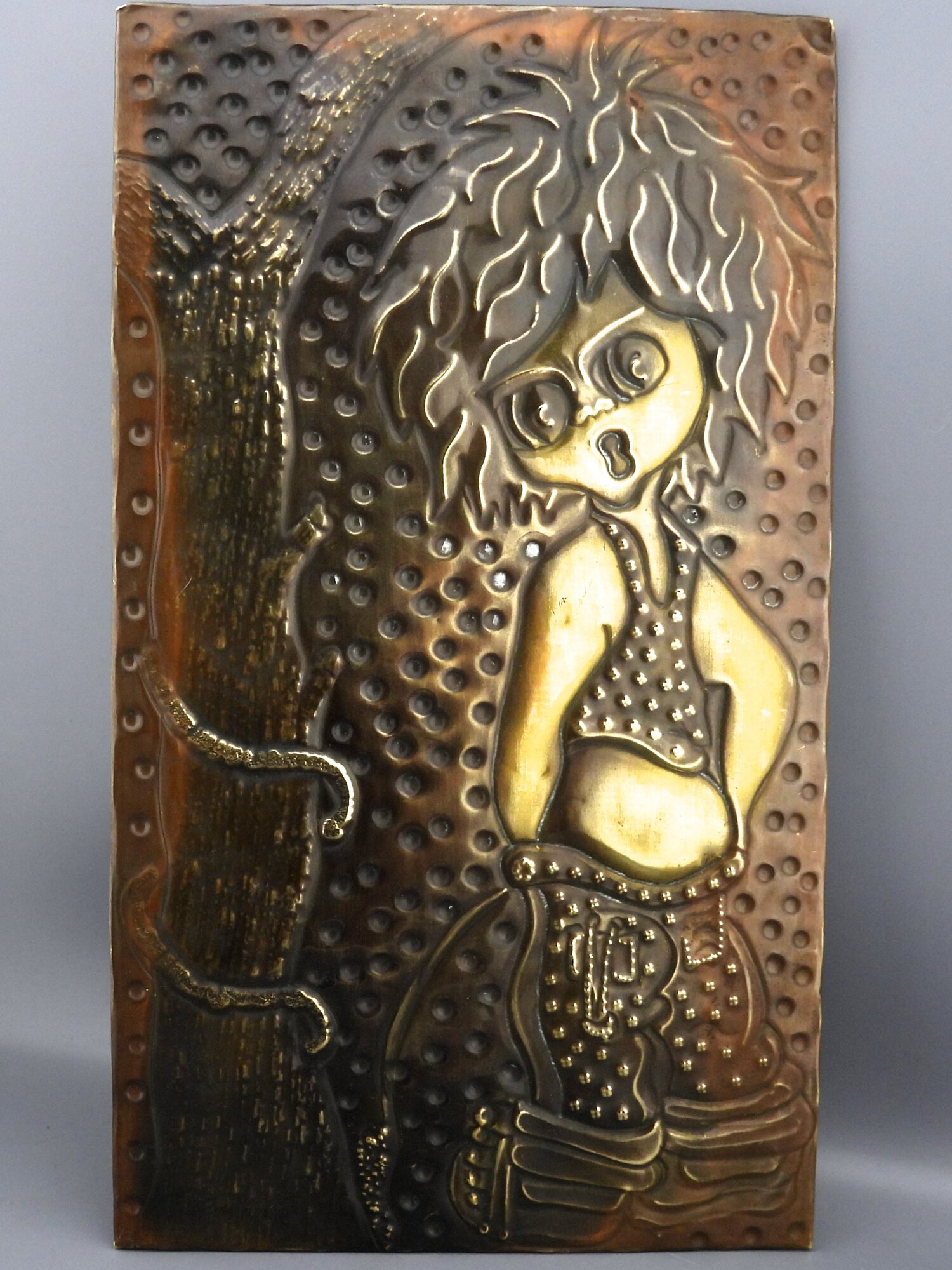 Чеканка "Шалун" 23х40 см латунь СССР