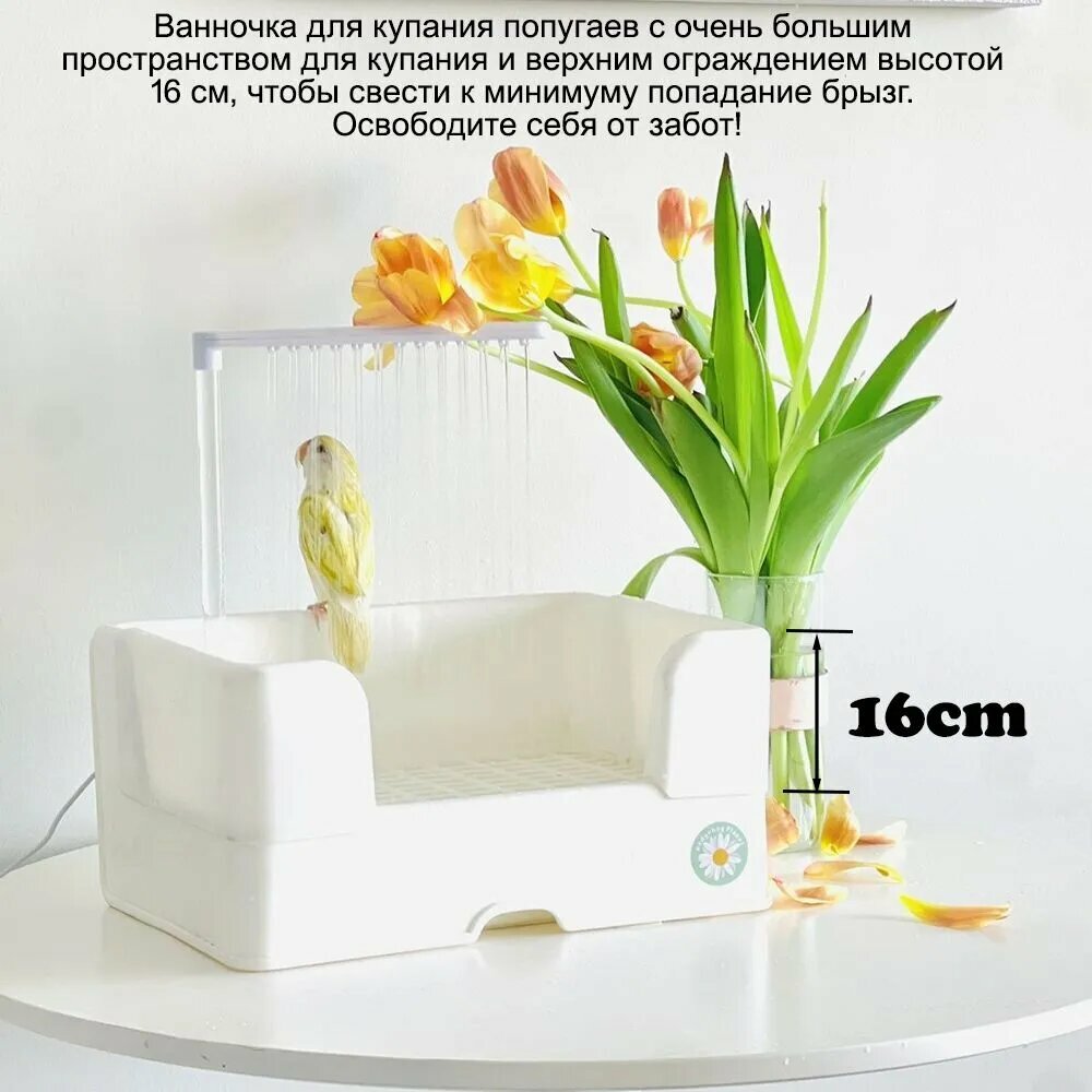 Купалка, ванна, ванночка для попугаев, птиц, грызунов, хомяка, круговорот воды