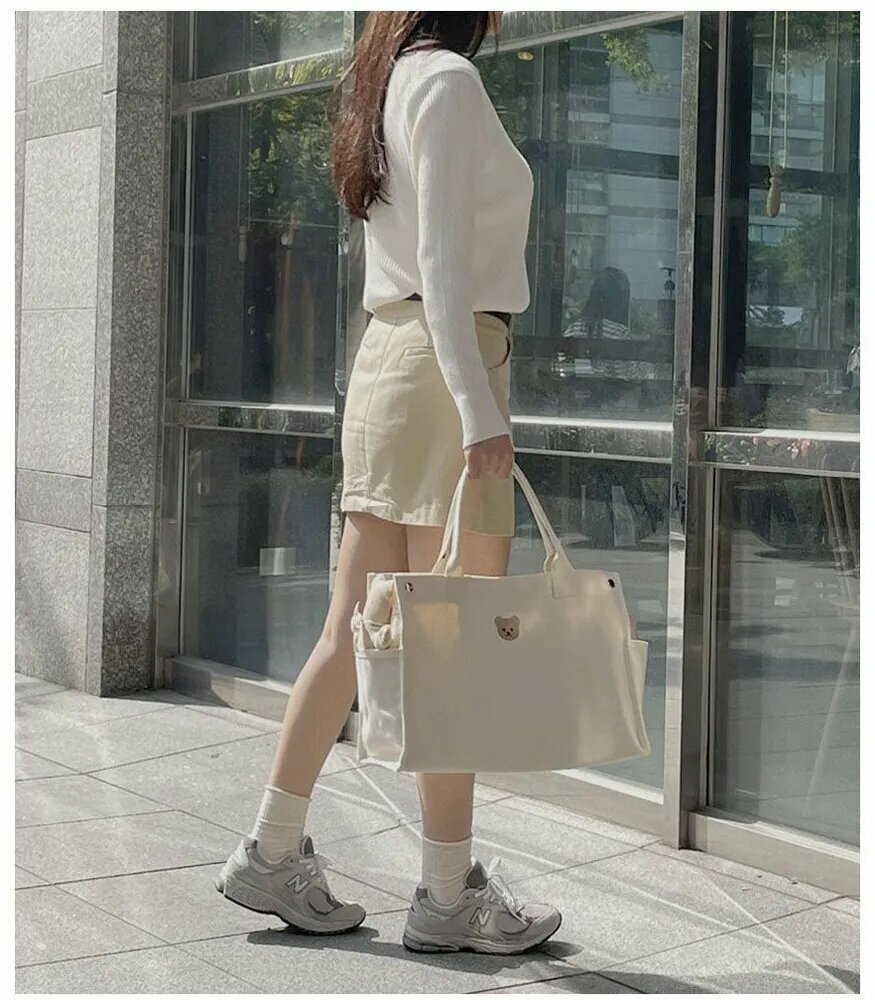 Шоппер "Медведь", водонепроницаемый, холщовый, большая емкость, для мам и детей