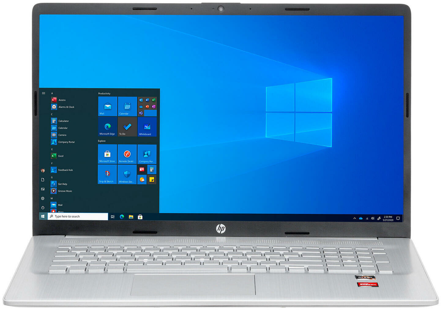 17,3" Ноутбук HP Laptop 17-CP0080UR (4Z2M1EA) серебристый - 1920x1080, IPS, AMD Ryzen 3 5300U, ядра: 4 x 2,6 ГГц, 8 ГБ, SSD 512 ГБ, AMD Radeon Graphics, Windows 10 Home