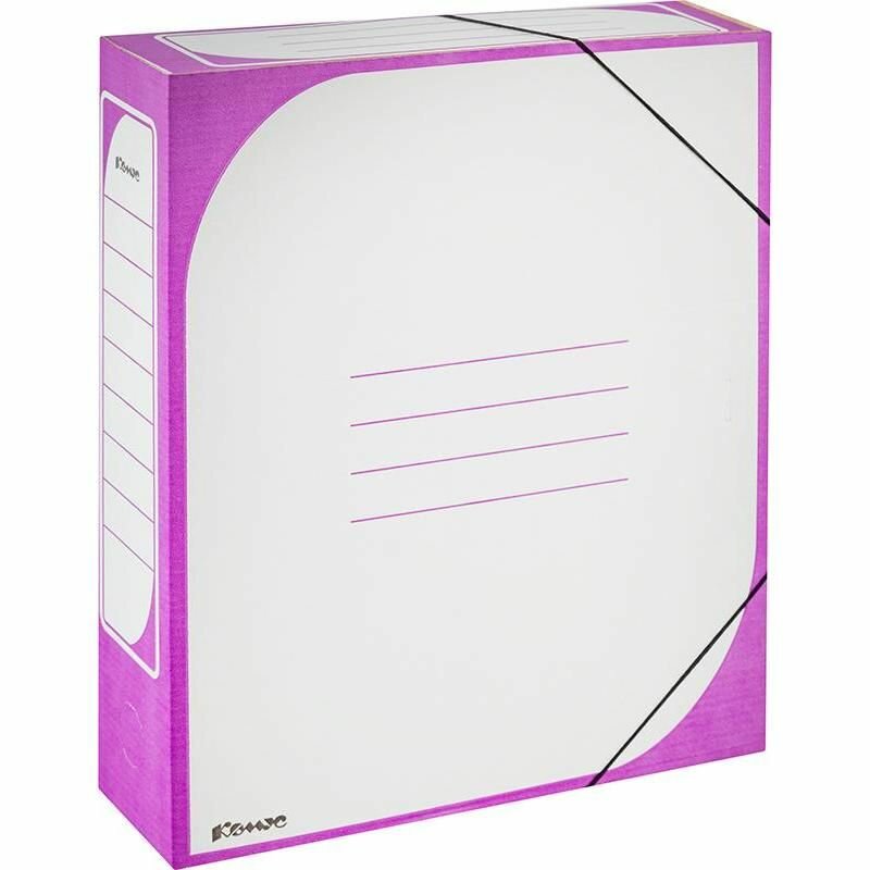 Короб архивный гофрокартон Комус на резинках 262х75x324 мм сиреневый до 770 листов