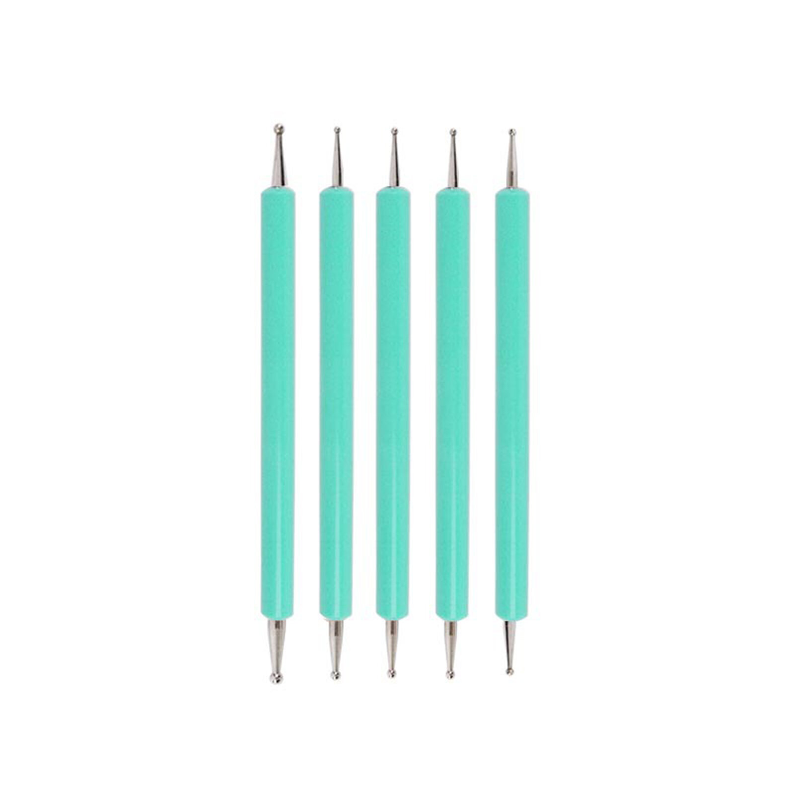 5pcs Набор двусторонних точечных инструментов Pattern Tracing Ball Stylus Pen для рисования на камнях мандал, тиснения, керамики, глины, рукоделия, ногтевого искусства, материал: акриловая палка + металлическая головка, цвета:
