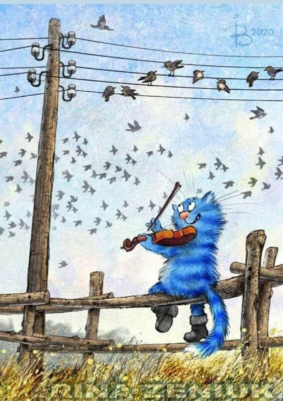 Алмазная мозаика "Синие коты Рина Зенюк MozArt " 40*50 см, безрамная, идеальна для дома, украшения, подарков.