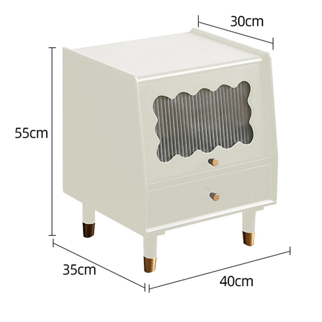 Дизайнерская деревянная тумбочка Tempesta (белый)