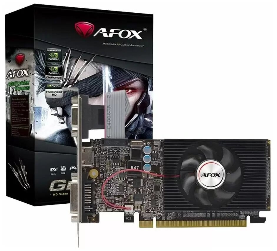 Видеокарта AFOX GT610 1GB LP DDR3 64BIT DVI HDMI VGA SINGLE FAN RTL