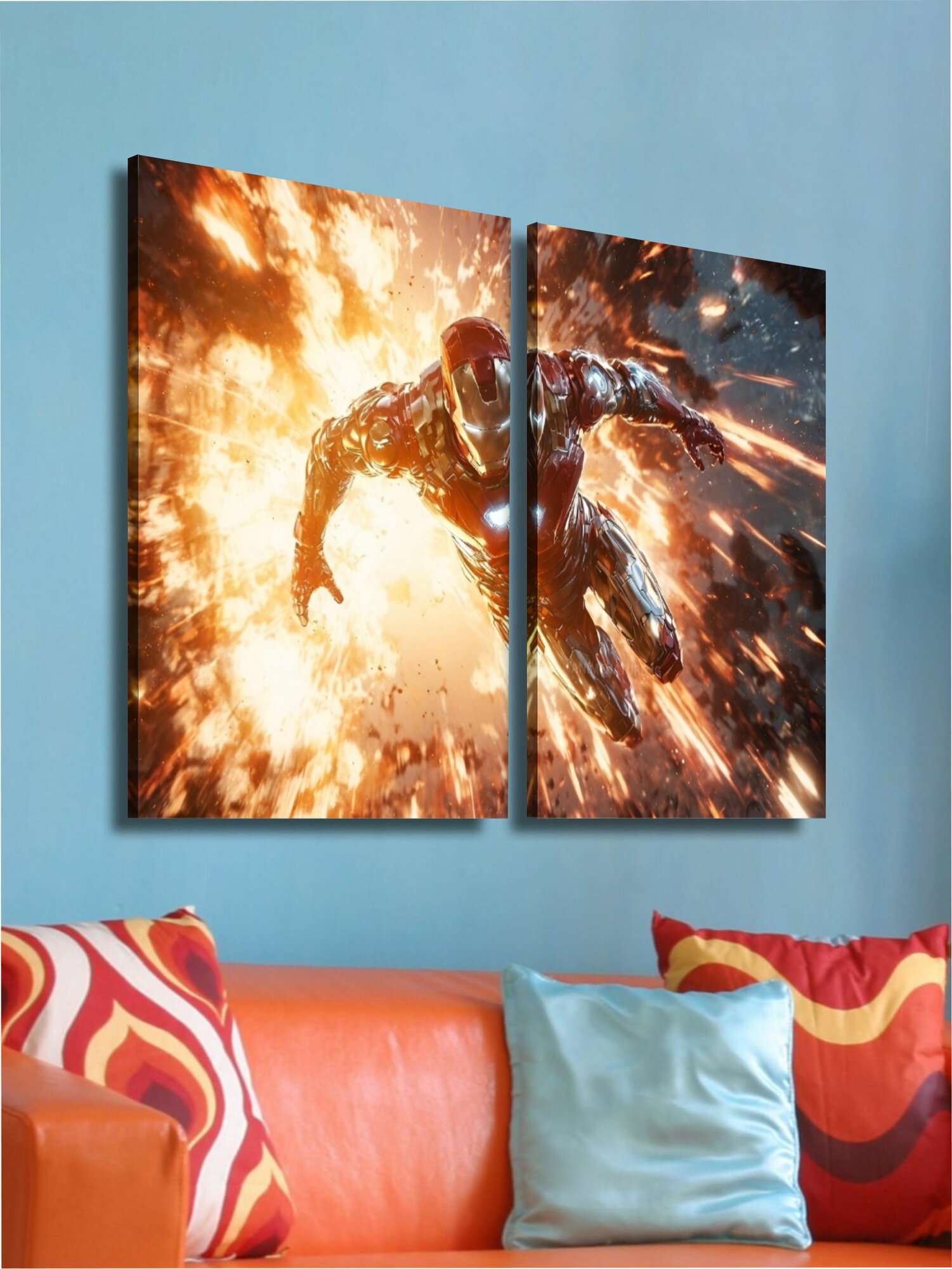 Картина Огненный прорыв модульная 50x70см 2шт.