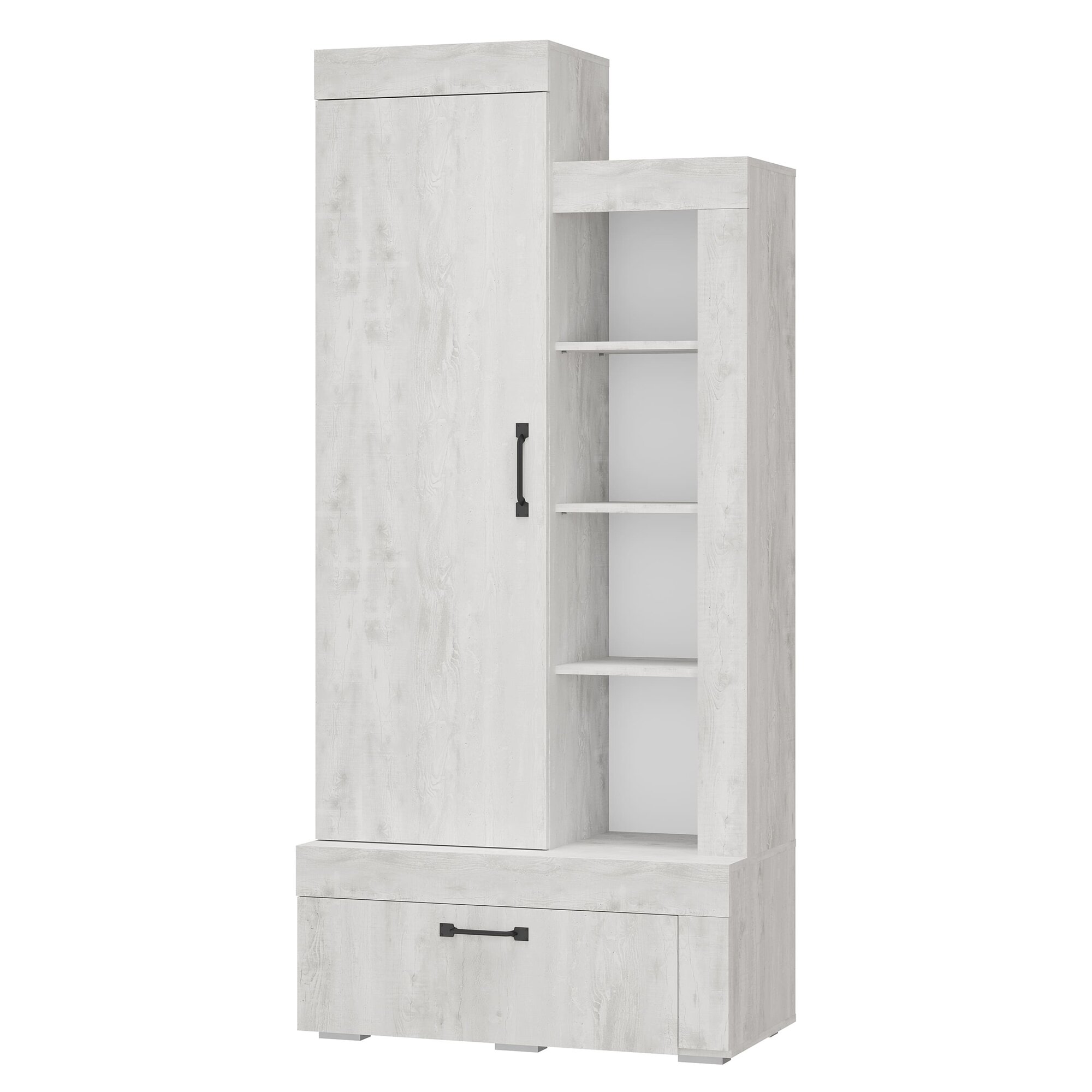 Пенал для одежды в прихожую, спальню или гостиную Бетон пайн светлый Спасибо-Мебель