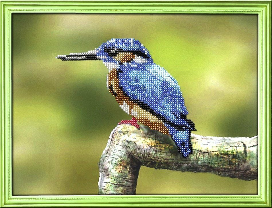 Вышиваем бисером Схема. принт бисером Зимородок ВБ04