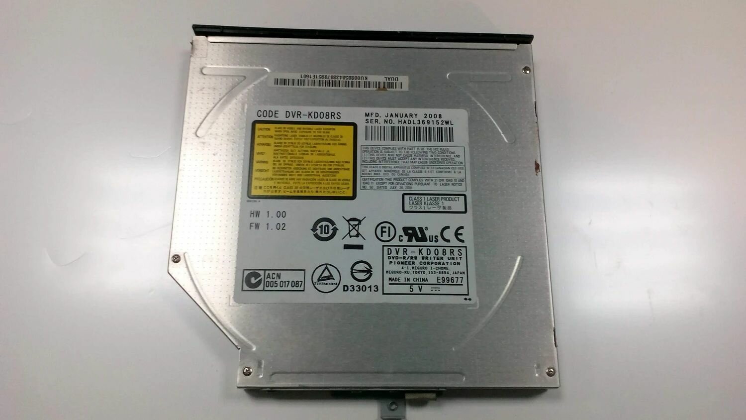 Pioneer DVD DVD RW DVR-KD08RS IDE для Aspire 5710 Ноутбук Acer Привод дисков арт. 4646