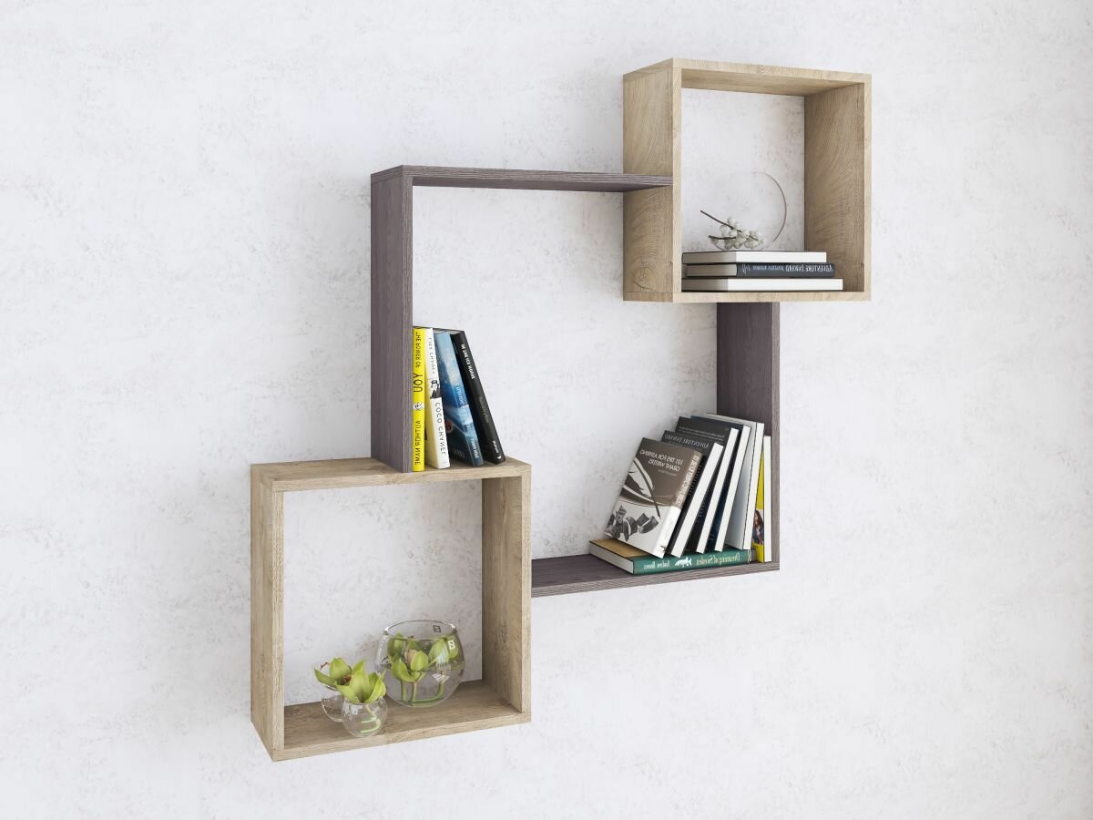 Полка навесная для книг, игрушек, растений в гостиную, спальню ЛДСП