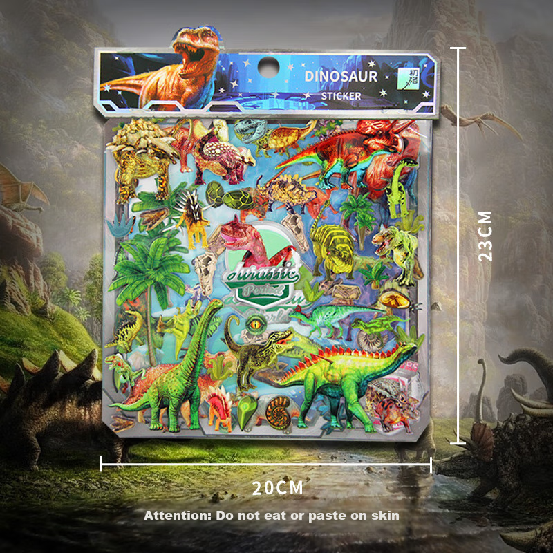 Реалистичные 3D стикеры-пузыри с динозаврами для детей Карикатурные наклейки игрушки для мальчиков и девочек подарок на