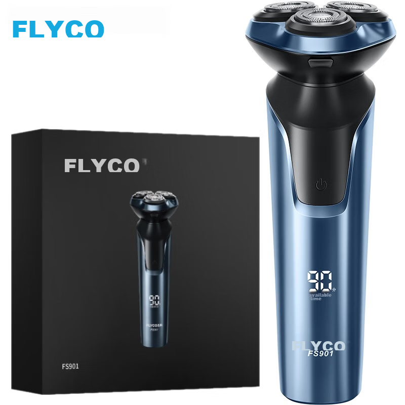 Электрическая бритва FLYCO для мужчин Двухлопастная роторная модель Водонепроницаемая 1 час быстрой зарядки Подарок на