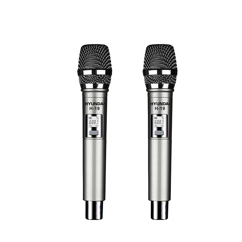 HYUNDAI Modern H-19 Wireless Microphone One Drag Two U Segment Frequency Modulation Microphone Family KTV Audio Handheld Conference Room Outdoor Stage Performance Universal