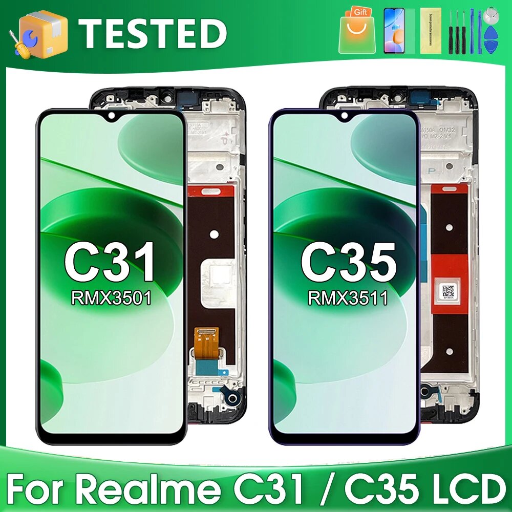 OEM для OPPO Realme C31 RMX3501 для Realme C35 RMX3511 ЖК-дисплей, сменный преобразователь сенсорного экрана в сборе C35 Black Frame