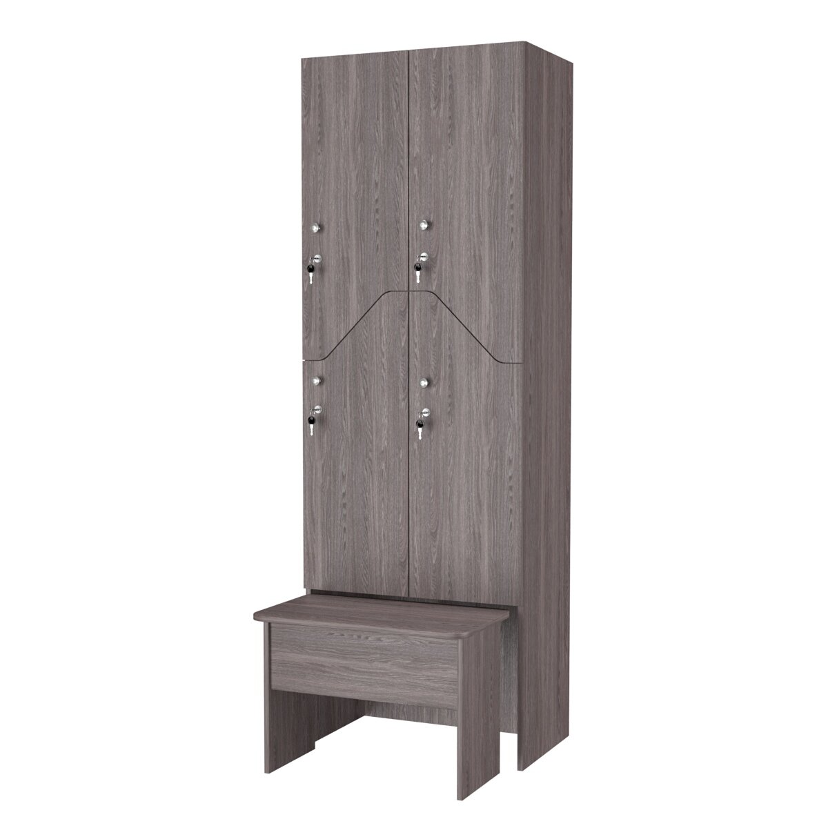 Шкаф для раздевалок со скамейкой комбо-элегия №2-1А, Ясень Анкор темный