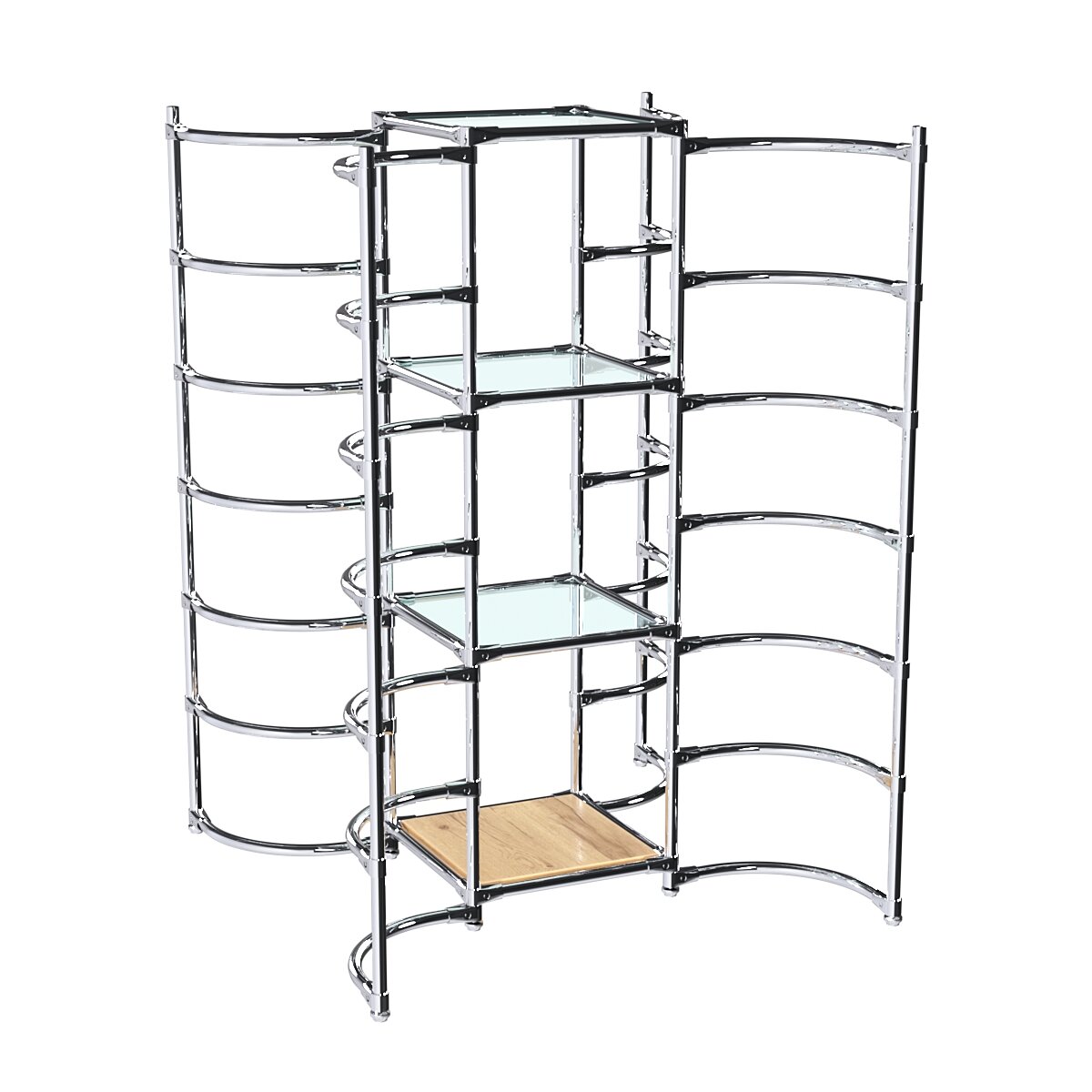 Хромированное вешало дуга №3-1 с полками стекло 6 мм, Дуб Золотистый