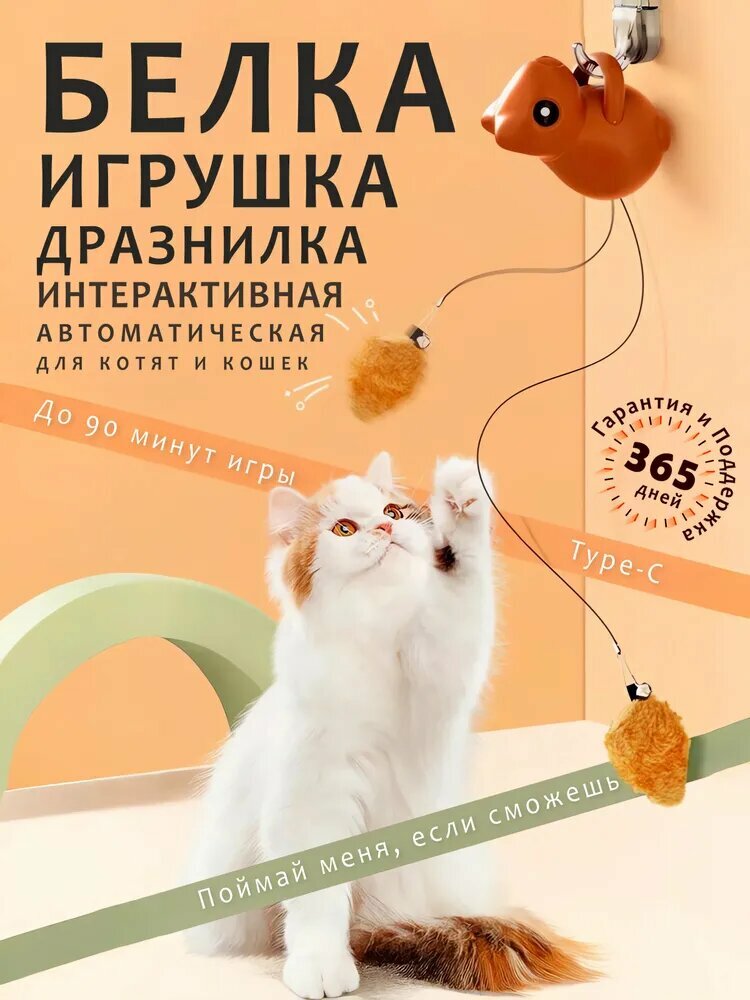 Умная игрушка для кошек Pet, электрическая белка, подвесной мяч для кошек, игрушка для самостоятельного развлечениякошек