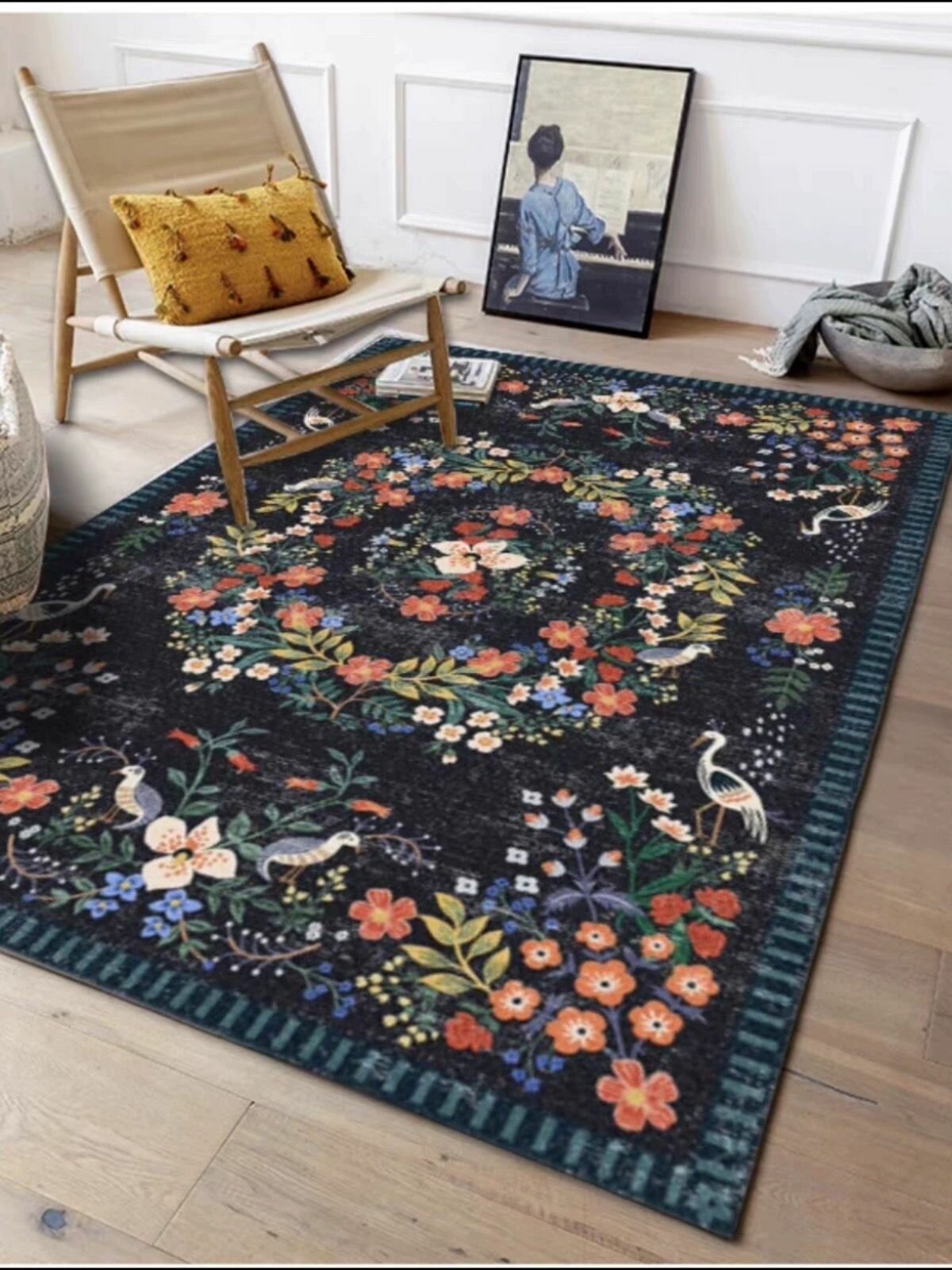 Ковер, бархат, бохо стиль, растительный рисунок, прямоугольная форма, 1.4 x 2 м