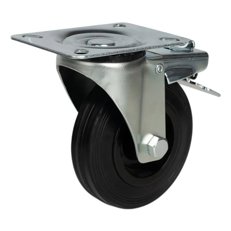 Мебельный ролик поворотный с тормозом 100 мм до 100 кг цвет черный