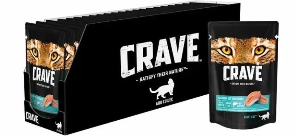Crave пауч для кошек Лосось 70г (30 штук)