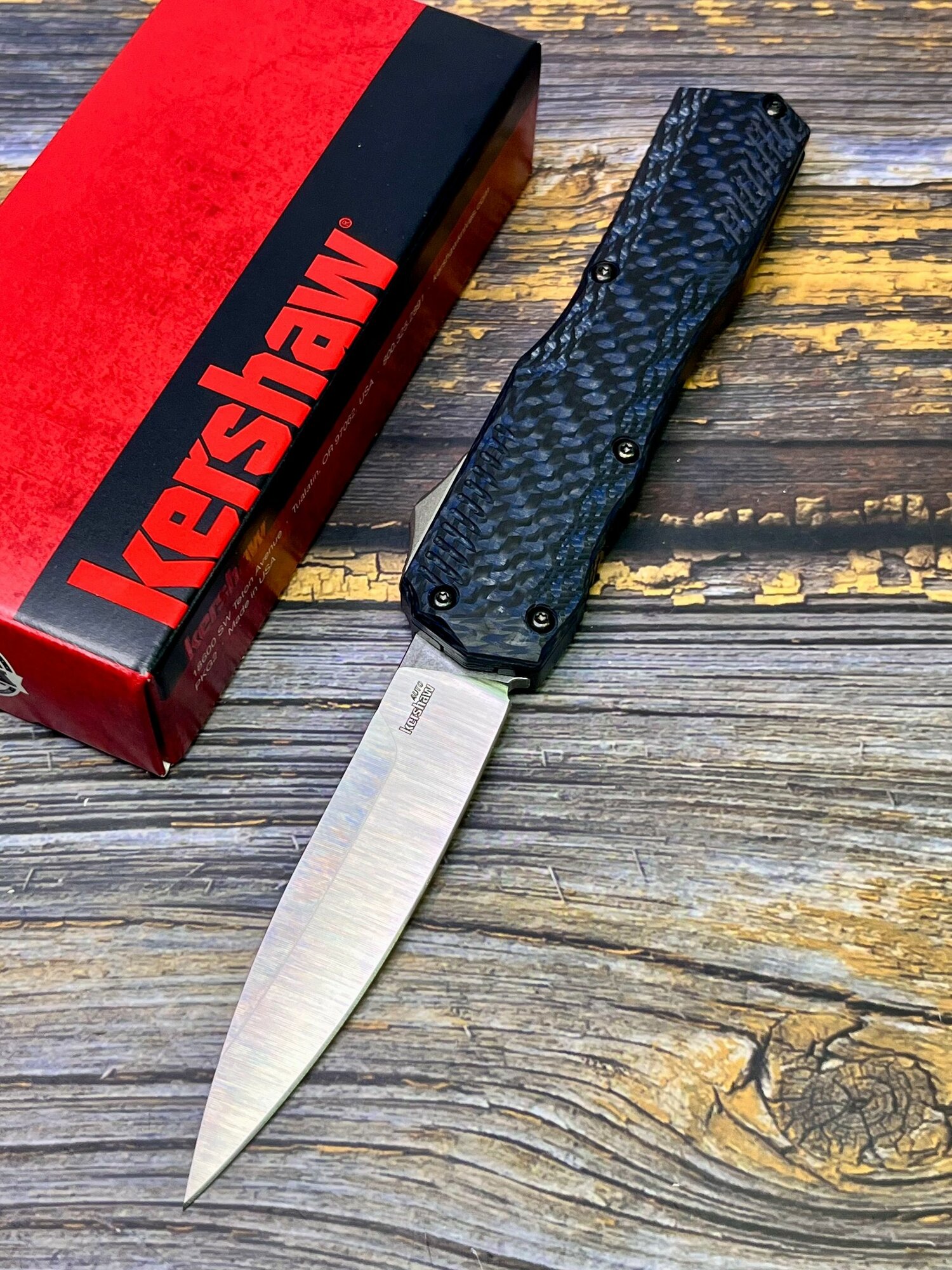 Нож складной Kershaw KS9000CFBLU Livewire, Blue Carbon Handle