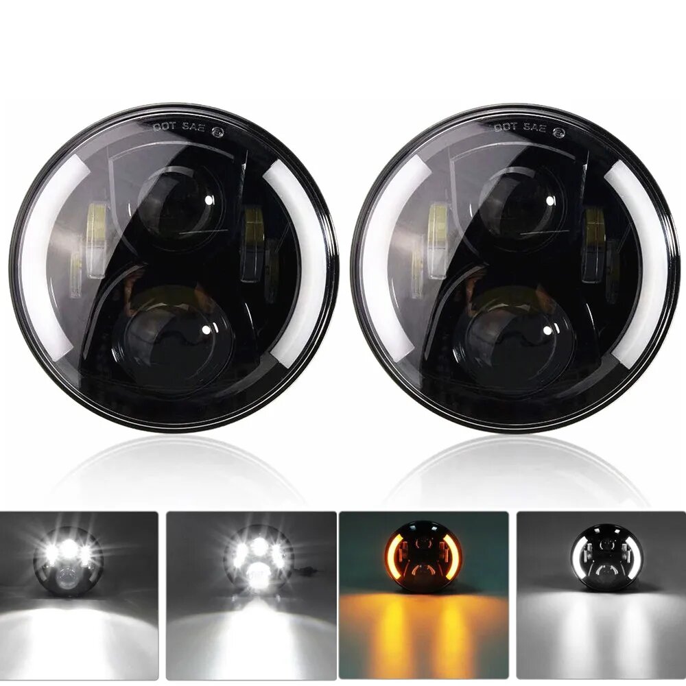 2 шт. DRL 7-дюймовые светодиодные фары для Land Rover Defender 90 110 UAZ Ural Niva Lada 4x4 городские автомобильные аксессуары 60W Headlight