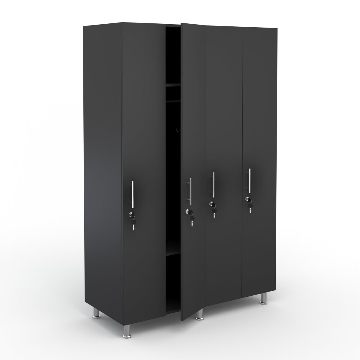 Шкаф для раздевалок 4х-секционный, Черный. Производитель товара - компания Westcom.
