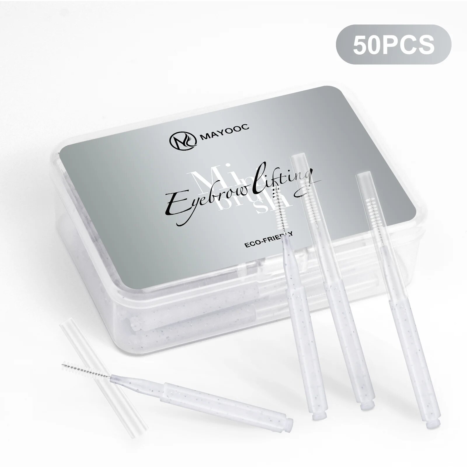 Одноразовые мини-кисти для бровей и ресниц 50PCS Silver