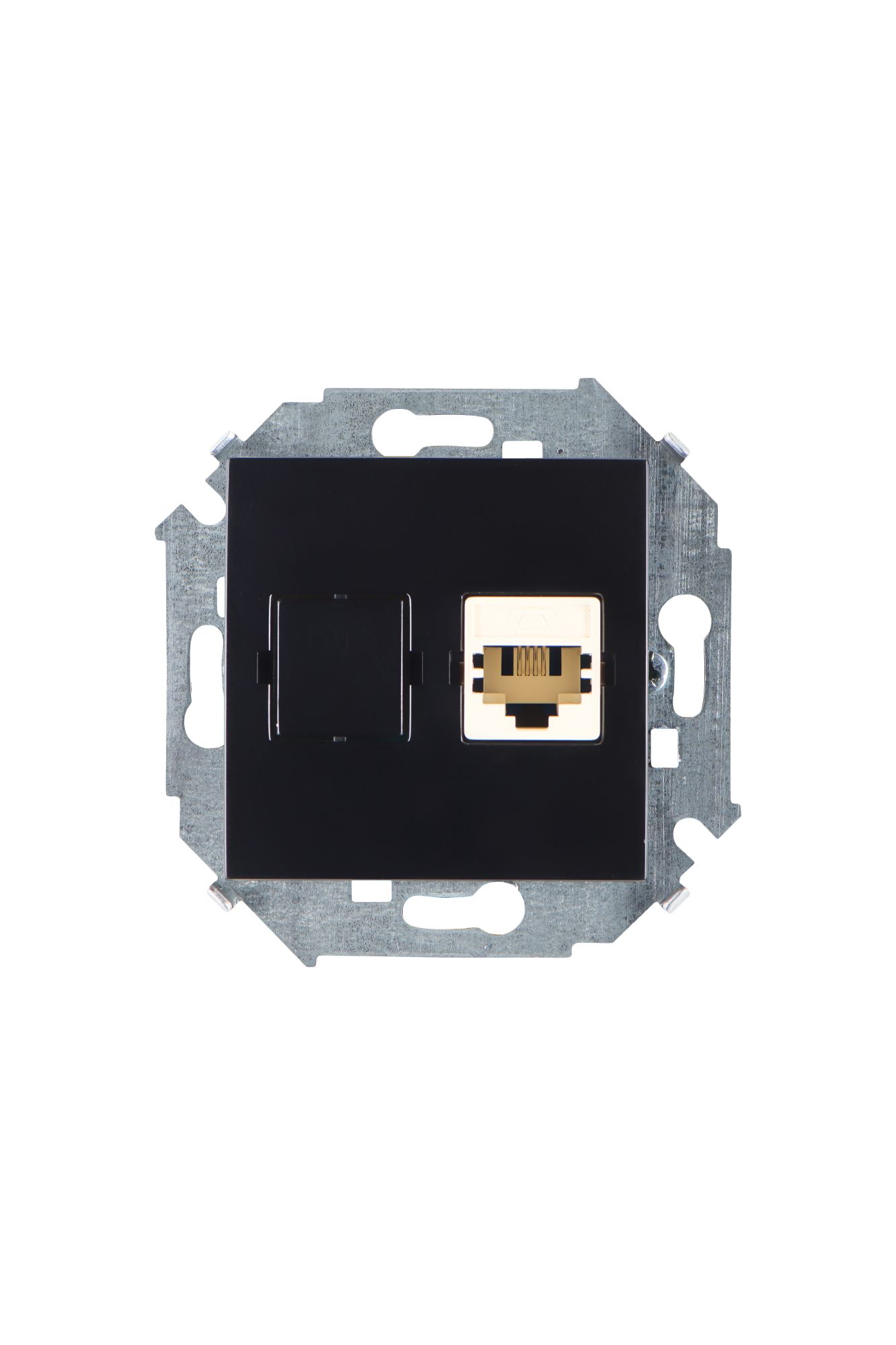 Simon 15 Черная Розетка ТЛФ 1-ая RJ11, винт. зажим, 1591480-032