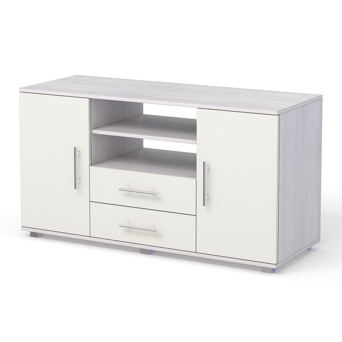 Тумба под телевизор "Оззи" №8, Ясень Анкор и Белый. Производитель товара - компания Westcom.