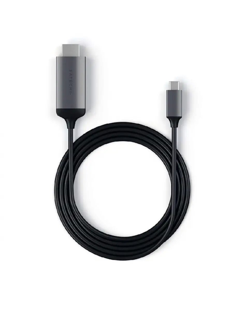 Кабель Satechi USB Type-C to HDMI 4K. Поддержка разрешения 4K. Длина 1,8 м. Цвет серый космос.