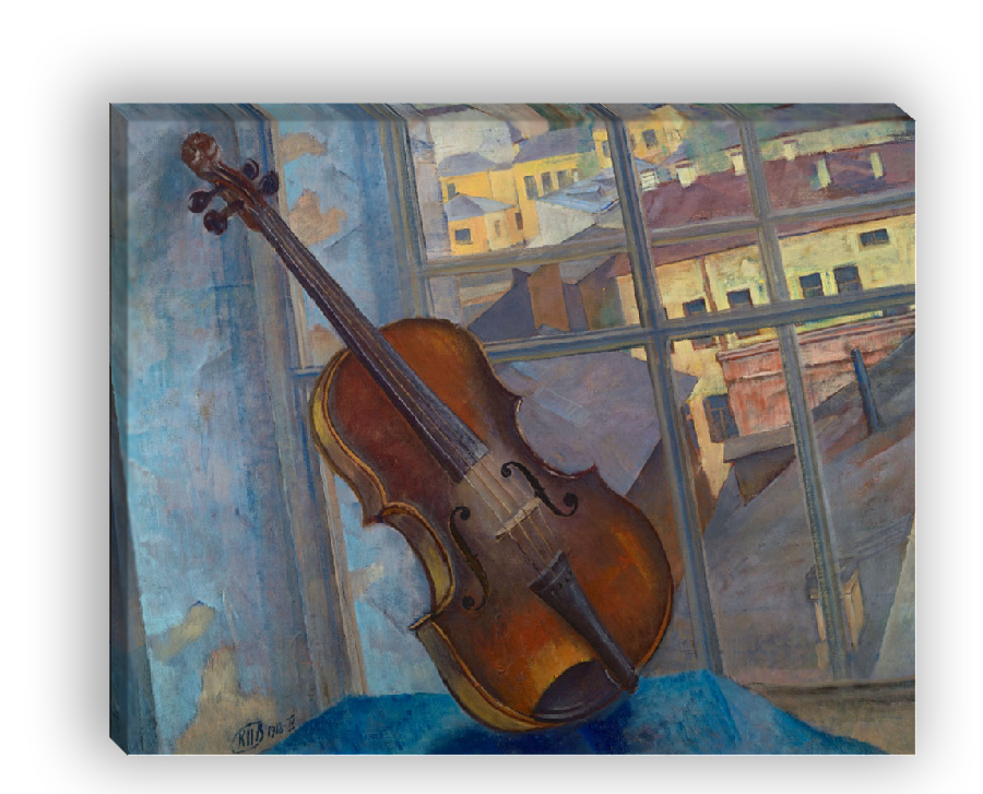 "Скрипка 1918 г.", Петров-Водкин К. С. картина для интерьера (репродукция) (50х41 см / на подрамнике)