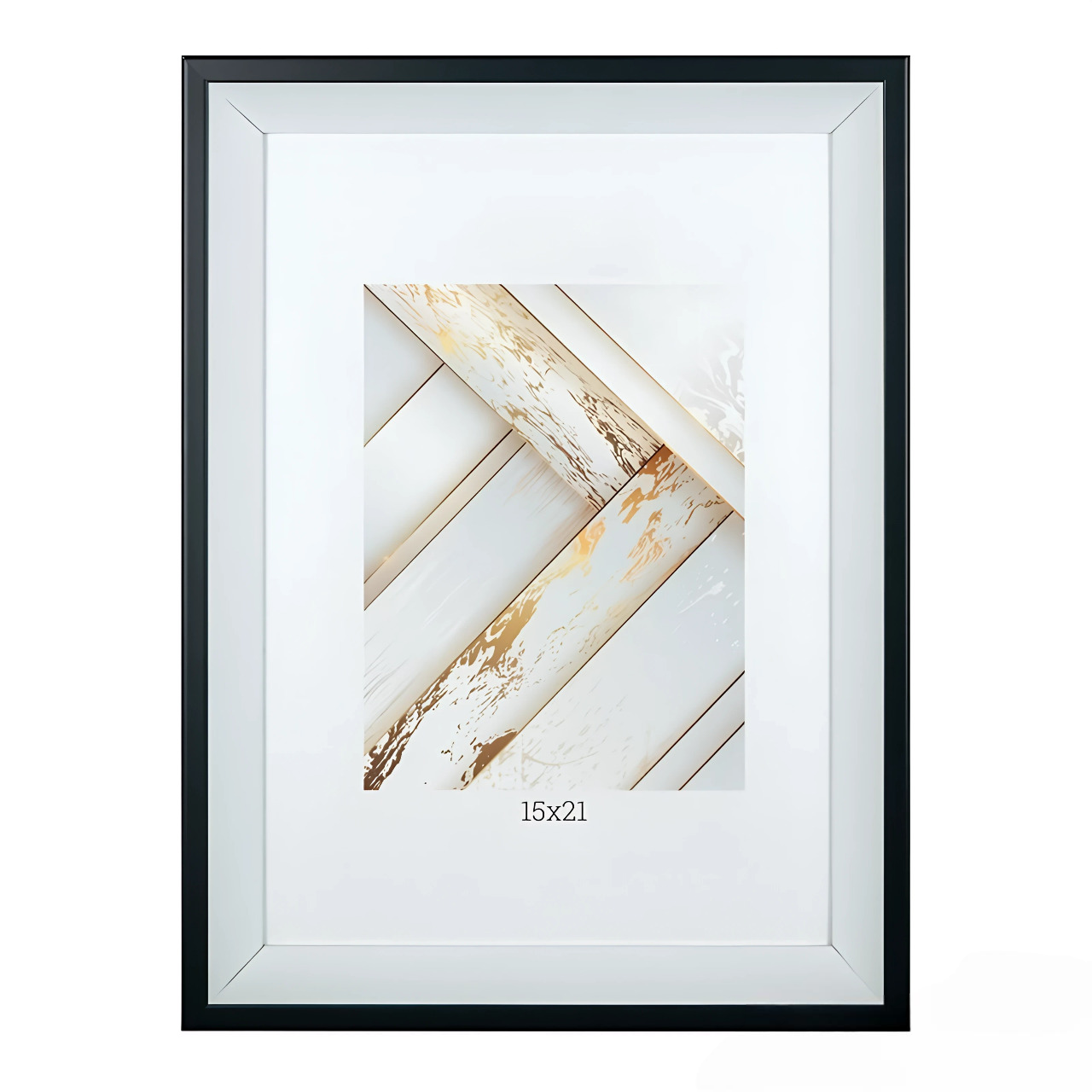 Фоторамка, рамка для фотографии, постера, рисунка 15х21 см, passpartout, с ножкой-подставкой, черно-белая GF 6574