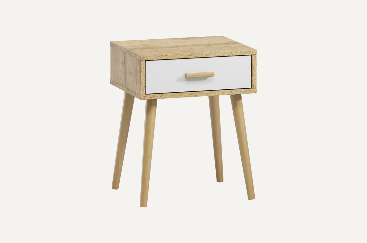 Тумба прикроватная напольная Divan.ru Ивейн Scandi Simple, 35х35х52 см, бежевая, 1 ящик