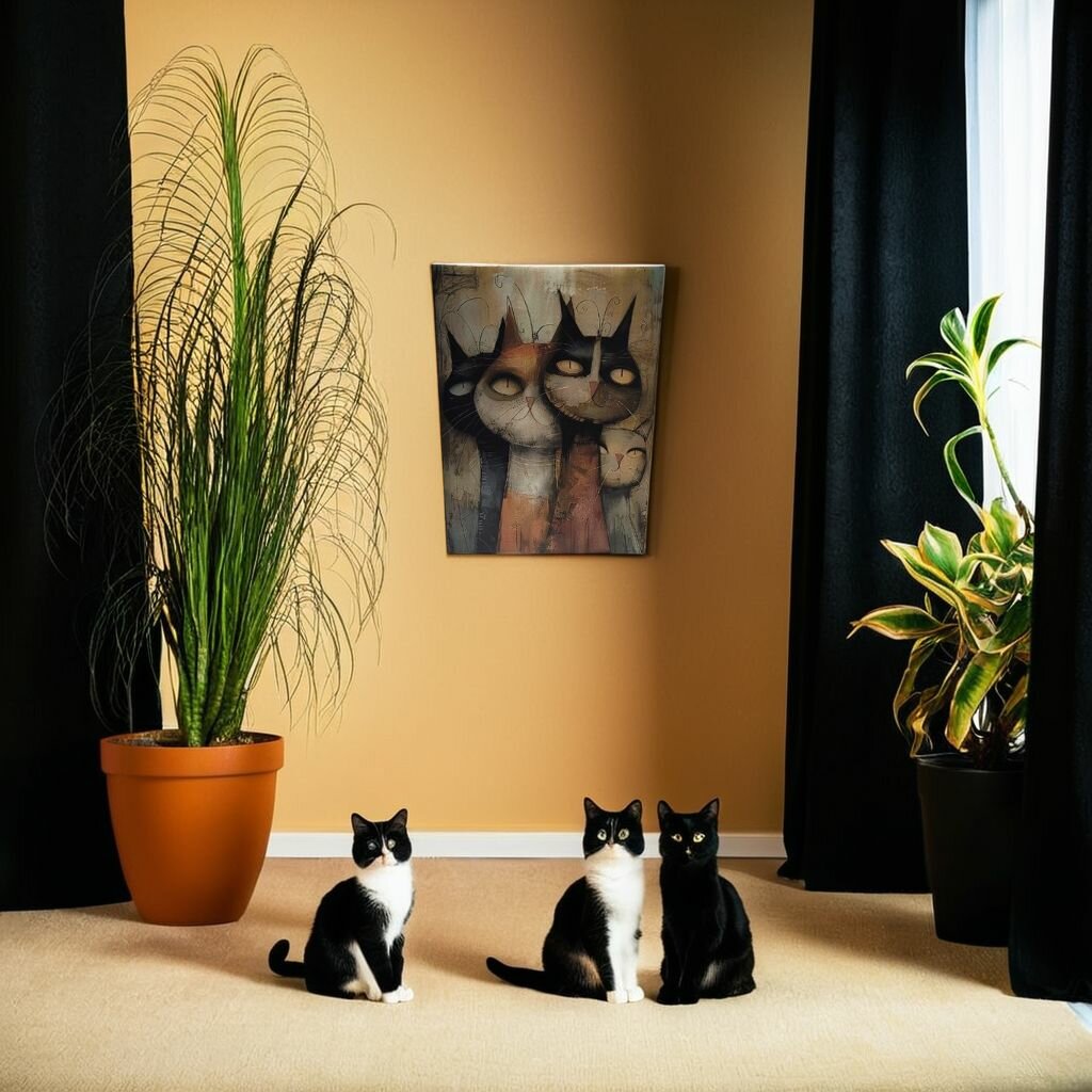 Картина для интерьера "Кошачья семья" 30*40 см