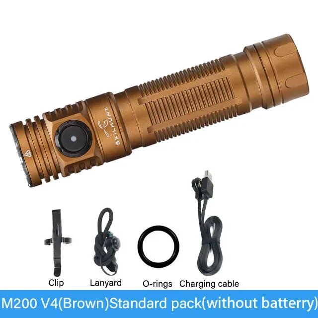Skilhunt ESKTE M200 V4 фонарик 1900 люмен Nichia 519A 5000K, Коричневый, M200 V4(Brown) pack