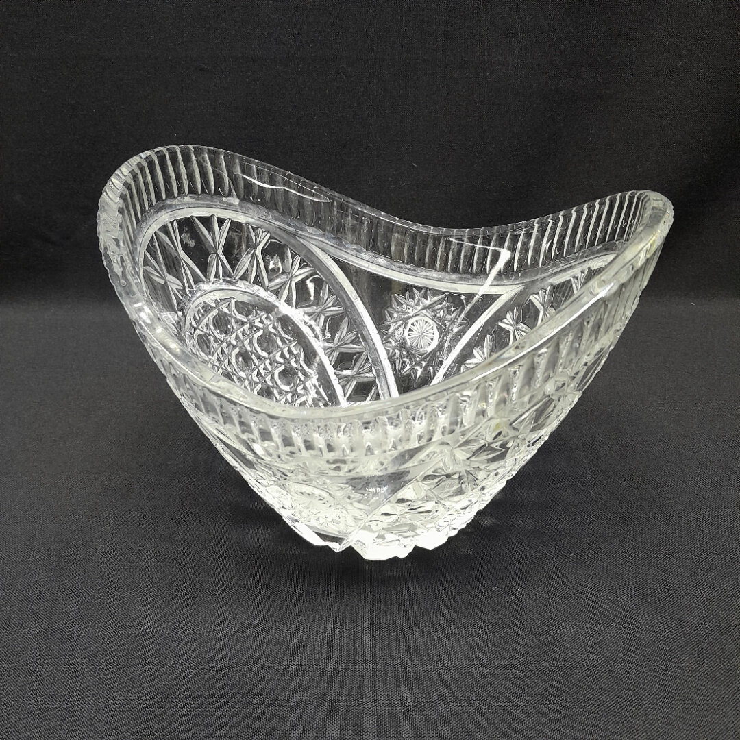 Винтажный салатник "Русский камень", хрусталь, высота 14 см, винтаж, СССР