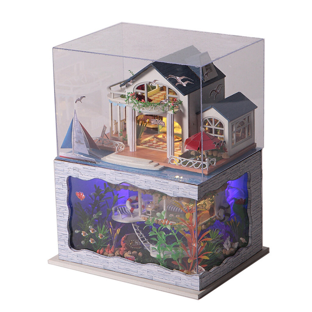 Наборы кукольных домиков с подсветкой, деревянная модель дома ручной работы, легко собрать, пыленепроницаемая мини-квартира, подарок для детей