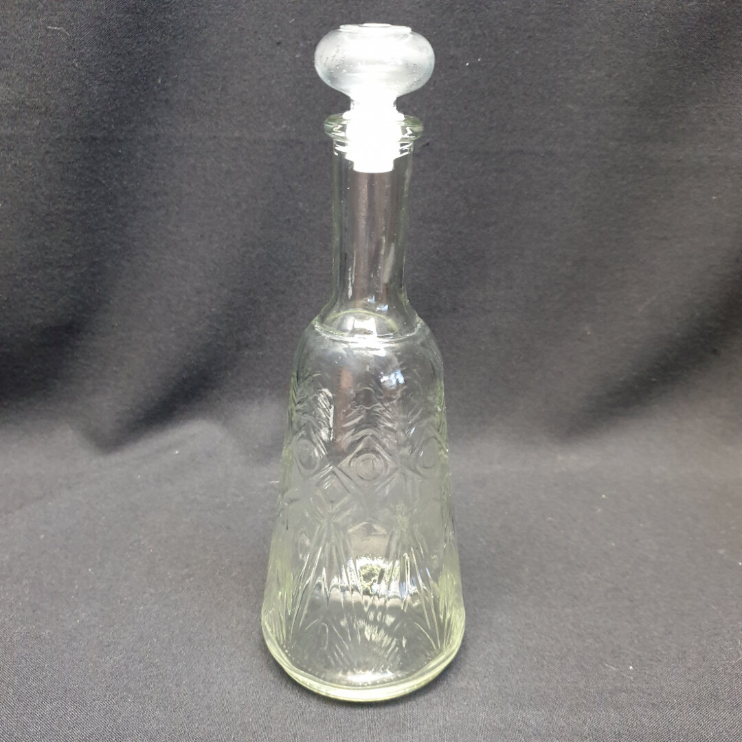 Штоф, стекло, объёмный рельеф, 05 мл. Винтаж, СССР.