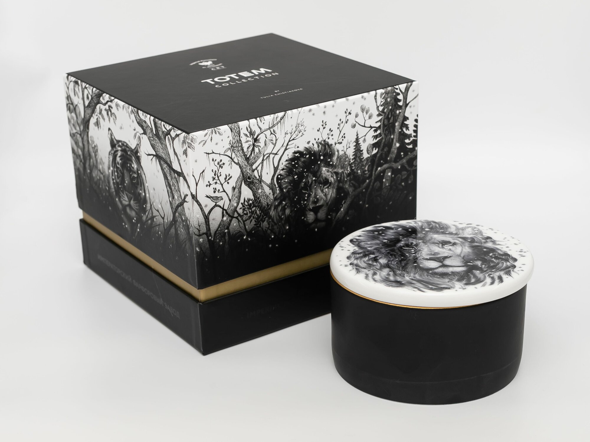 Подарочный набор Шкатулка Идиллия Тотем. Лев КН1 Императорский фарфоровый завод, 7x13 см